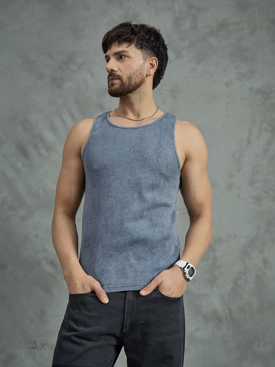 Cement Dyed Ribbed Vest | Buy Mens Tshirts | Fugazee – FUGAZEE