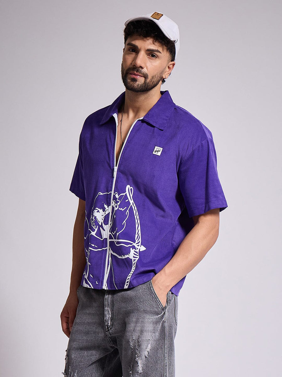 Purple Cupid Graphic Zipped Shirt | Buy Men Printed Shirts | Fugazee ...