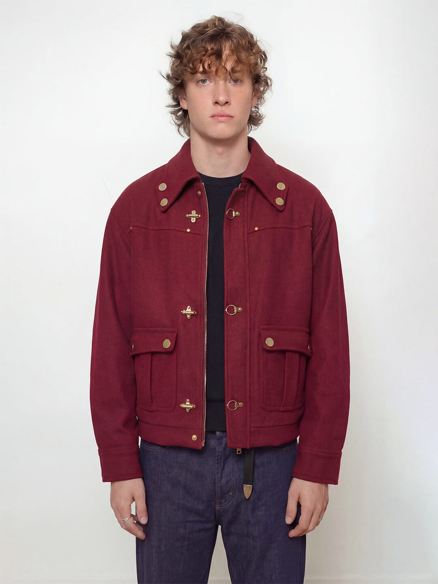 Maroon Fireman Clasp Woollen Jacket | Buy Men Jacket | Fugazee – FUGAZEE